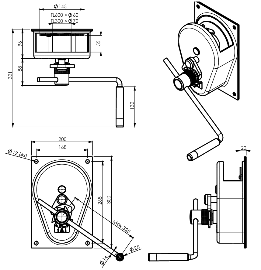 Spur Gear Hand Winch TL300-600 Painted | Certex Australia