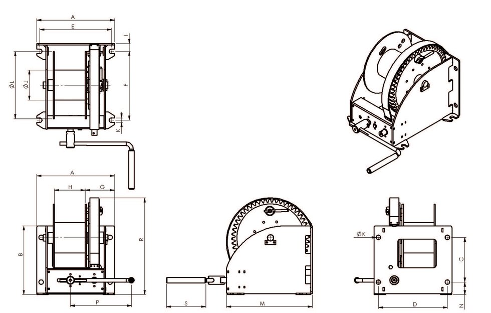 Worm Gear Hand Winch Gebuwin WW2000-7500 Painted | Certex Australia