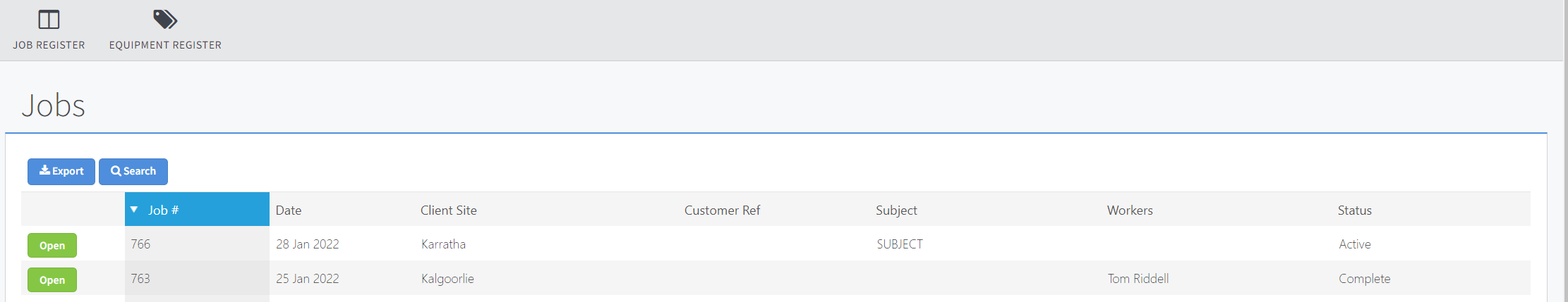 Core Asset Management Job Register | Certex Australia